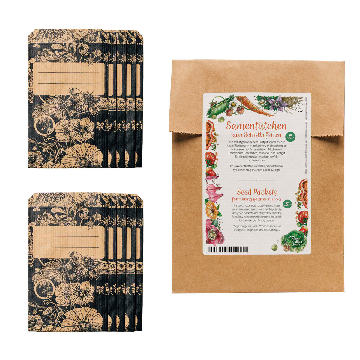 10 sachets pour l'auto-remplissage et l'étiquetage des semences récoltées